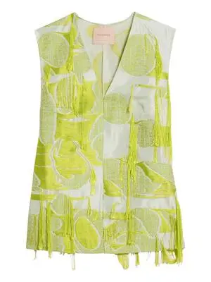 ROKSANDA Medeia Fringed Jacquard Top - Bright Yellow