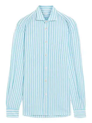Boglioli Striped Linen And Cottonblend Shirt - Sky Blue