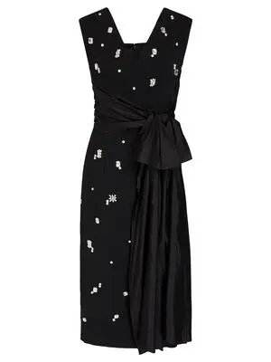 Huishan Zhang Kinsley Crystal-embellished Crepe Midi Dress - Black