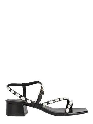 STUART WEITZMAN Pearlita 35 Faux Pearl-embellished Leather Sandals - Black