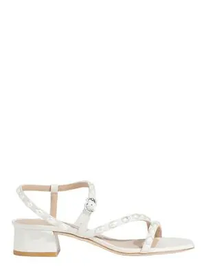 STUART WEITZMAN Pearlita 35 Faux Pearl-embellished Leather Sandals - White