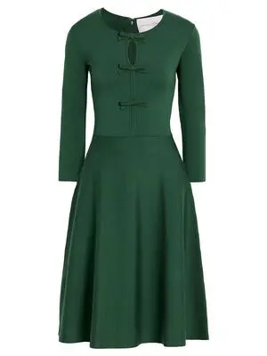 Carolina Herrera Bow-detailed Wool-blend Midi Dress - Forest Green
