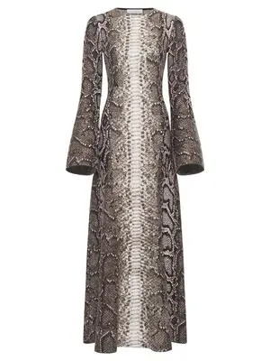 Gabriela Hearst Aalia Snake-Printed Maxi Dress Grey