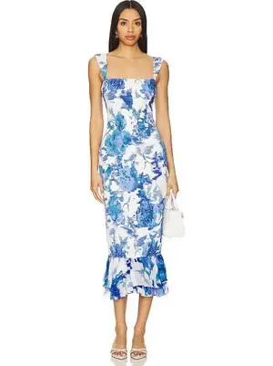 Hemant & Nandita X Midi Dress - Blue & White