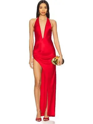Retrofete Valeria Halterneck Gown - Fiery Red