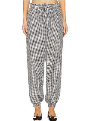 TANNER FLETCHER Kennedy Ruffle Gingham Track Pant - Black Gingham