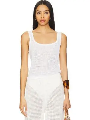 Onia Linen Knit Square Neck Tank - White