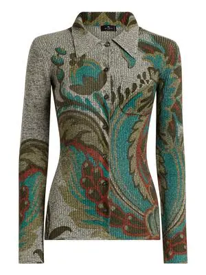 Etro Paisley-jacquard Wool Cardigan - Green