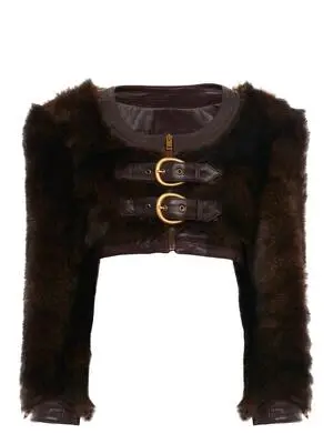 Chloé Shearling Cropped Jacket - Brown