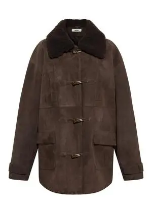 SIEDRES Shearling-trimmed Suede Jacket - Brown