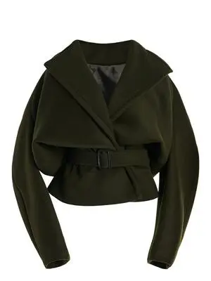 Stella McCartney Brushed Wool Short Coat - Olive