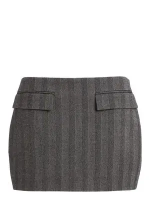 FERRAGAMO Herringbone Stretch-wool Mini Skirt - Stripe