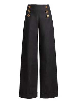 FRANÇOISE Bijou Couture Buttoned Cotton Pants