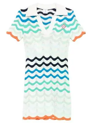 Casablanca Wavy Crochet Mini Dress - White