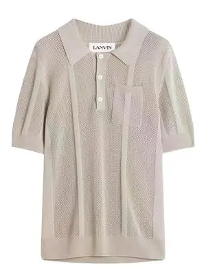 LANVIN Open-knit Polo Shirt - Neutrals
