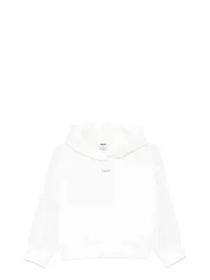 Dkny Logo-appliqué Cropped Hoodie - White