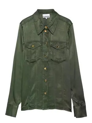 GANNI Satin Shirt - Green