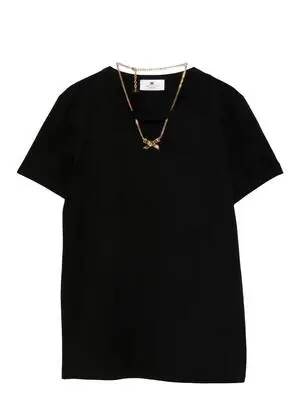 Elisabetta Franchi Necklace-detail T-shirt - Black
