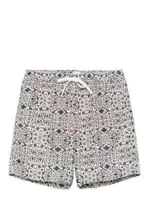Eleventy Floral-print Swim Shorts - Black