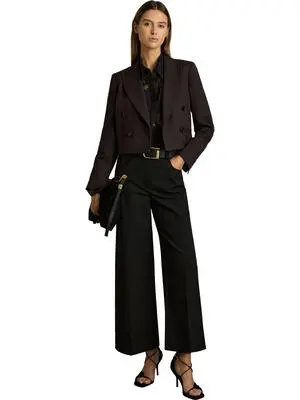 REISS Myrtle Twill Culotte Trousers - Black