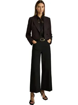 REISS Myrtle Petite Twill Culotte Trousers - Black
