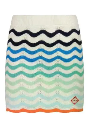 Casablanca Ribbed Wave-patterned Mini Skirt - White