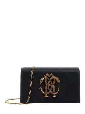 Roberto Cavalli Metallic-logo Shoulder Bag - Black