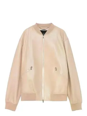 Kiton Leather Bomber Jacket - Neutrals