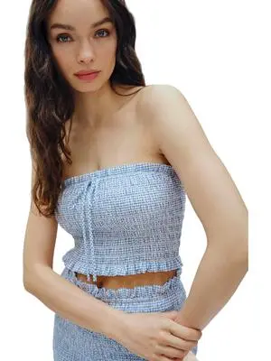 REFORMATION Nesta Cropped Top Blue