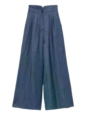 Dusan Linen Wide Leg Trousers - Blue