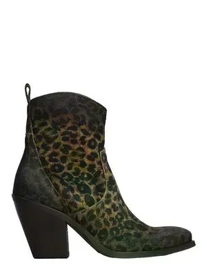 METISSE Leopard-print Ankle Boots - Brown
