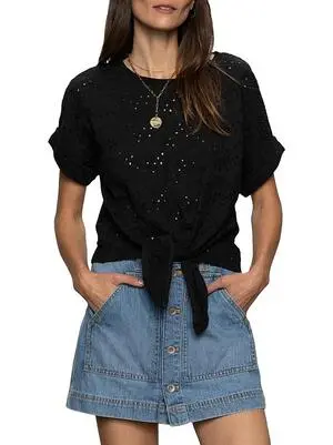 Sanctuary All Day Eyelet Tee - Black