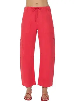 PISTOLA Sabrina High-waist Barrel Twill Utility Pants - Maraschino