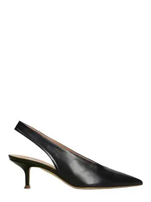 LELLA BALDI Leather Slingback Pumps - Black