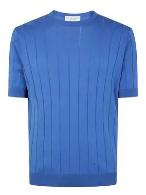 FILIPPO DE LAURENTIIS Short Sleeve Round Neck Sweater - Blue
