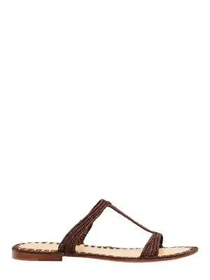 Carrie Forbes Tume Raffia T-strap Slide Sandals - Marron