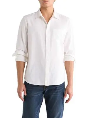 14TH & UNION Solid Linen Blend Button-up Shirt - White