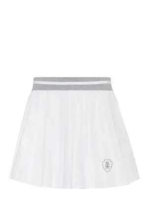 Brunello Cucinelli Logo-patch Pleated Skirt - White