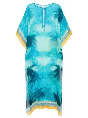 Casablanca Silk Chiffon Maxi Dress - Blue
