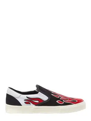 Amiri Flame Slip-ons - Black/white/red