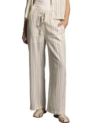 WEEKEND LOS ANGELES Elise Stripe Linen Blend Pants - Ivory