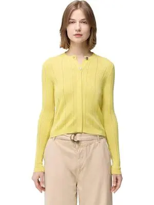 GOBI MONGOLIAN CASHMERE Cashmere Silk Hidden Button Cardigan - Blazzing Yellow