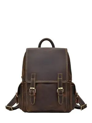 STEEL HORSE LEATHER Handcrafted Leather Backpack - Dark Brown