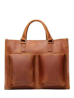 STEEL HORSE LEATHER The Dagmar Leather Briefcase - Brown