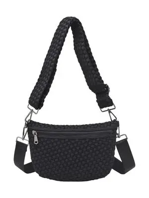 SOL AND SELENE Ethereal Woven Neoprene Crossbody Bag - Black