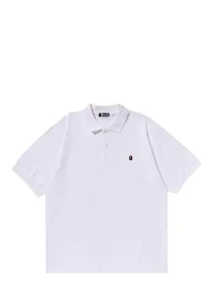 A BATHING APE One Point Relaxed Fit Polo Shirt - White