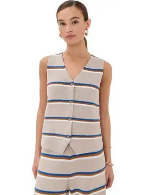 LE BOP LE BOP Striped Buttoned Vest Beige Stripe