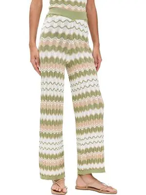 Minkpink Melody Knit Pants - Green/sand