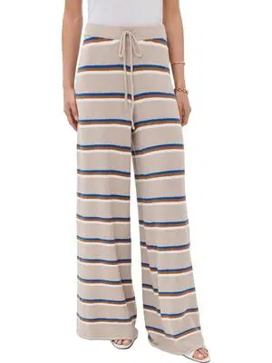 LE BOP LE BOP Striped Wide Leg Pants Beige Stripe