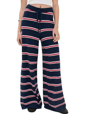 LE BOP LE BOP Striped Wide Leg Pants Dark Denim Stripe